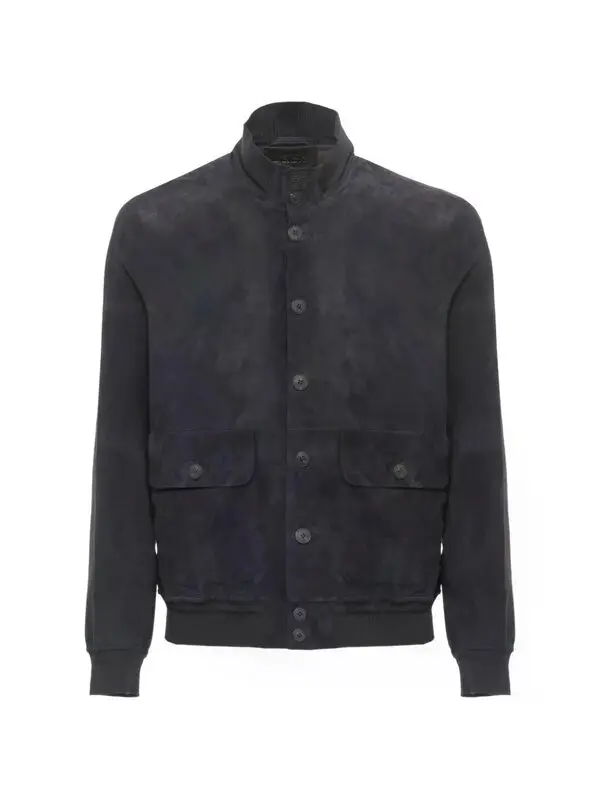 THE JACK LEATHERS Button-up Suede Bomber Jacket
