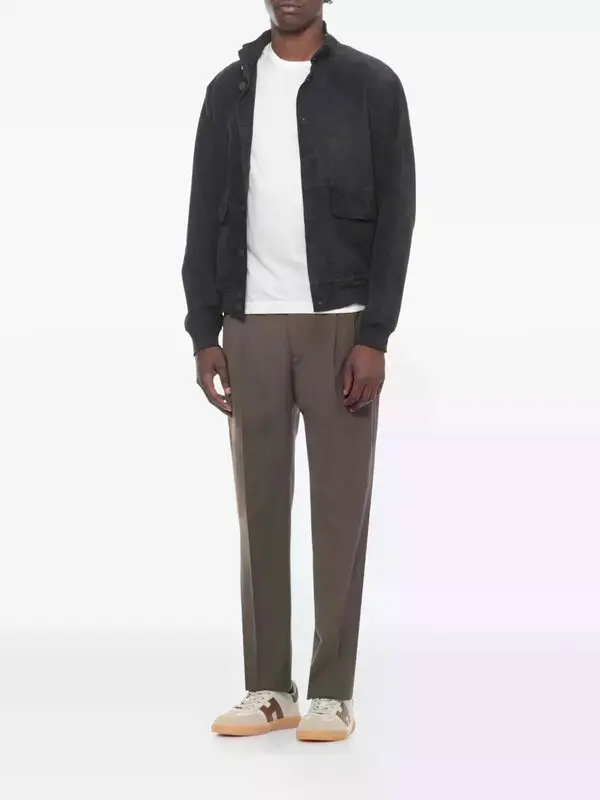 THE JACK LEATHERS Button-up Suede Bomber Jacket