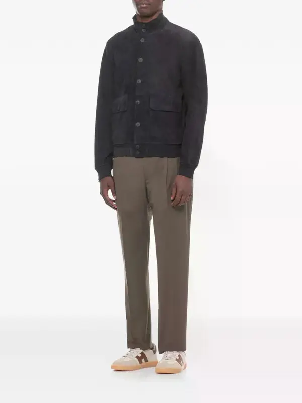 THE JACK LEATHERS Button-up Suede Bomber Jacket