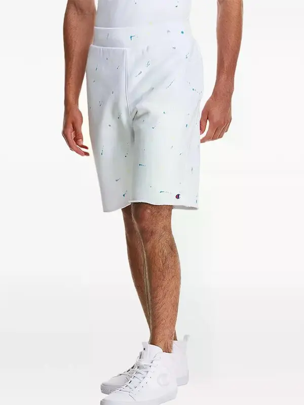 Champion C-life Reverse Weave Paint Splatter Shorts - White