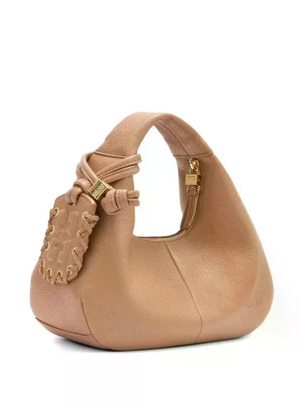 GANNI Logo Plaque Tote Bag - Brown