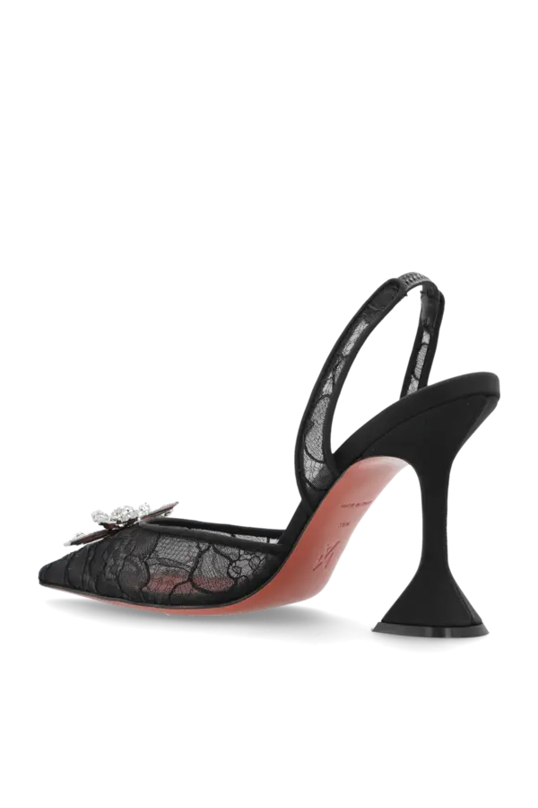 Amina Muaddi Heeled Slingbacks With Crystal Bow