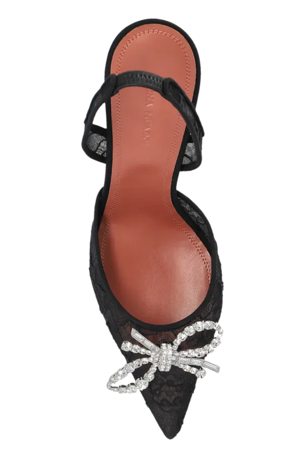 Amina Muaddi Heeled Slingbacks With Crystal Bow
