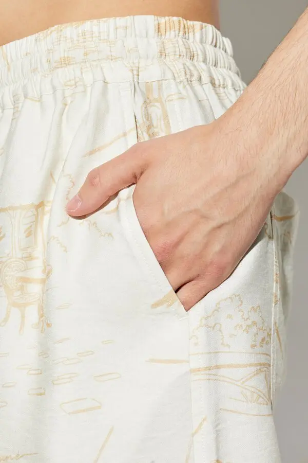 Maison Kitsuné Printed Relaxed-fit Shorts - Cream
