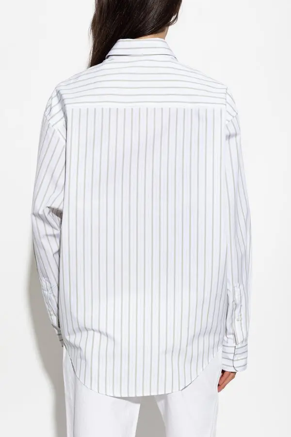 AMI Paris Striped Pattern Shirt - White