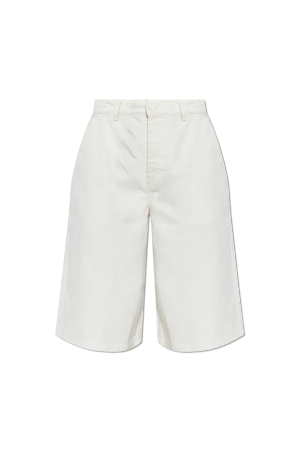 AMI Paris Wide Leg Denim Shorts - Cream
