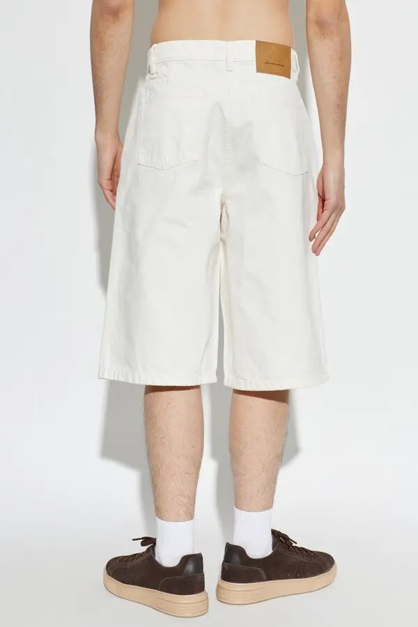 AMI Paris Wide Leg Denim Shorts - Cream