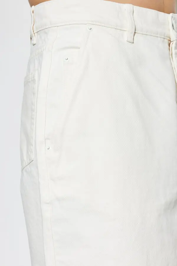 AMI Paris Wide Leg Denim Shorts - Cream