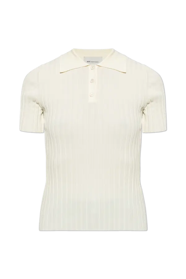 AMI Paris Pleated Polo - Cream