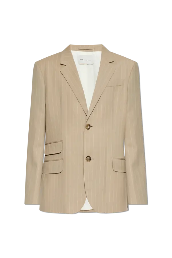 Ami Wool Blazer With Single Vent - Beige