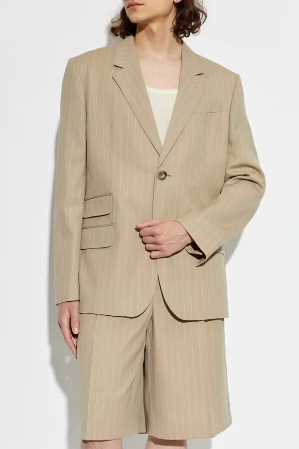 Ami Wool Blazer With Single Vent - Beige