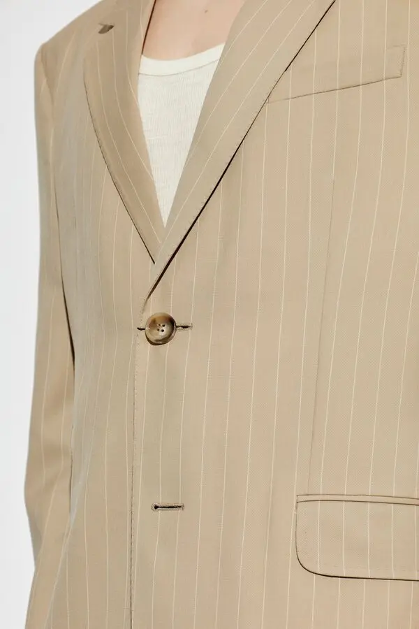 Ami Wool Blazer With Single Vent - Beige