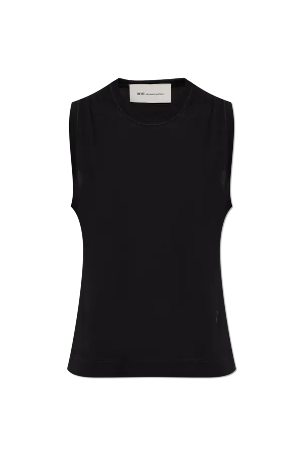 AMI Paris Top With Embroidered Logo - Black