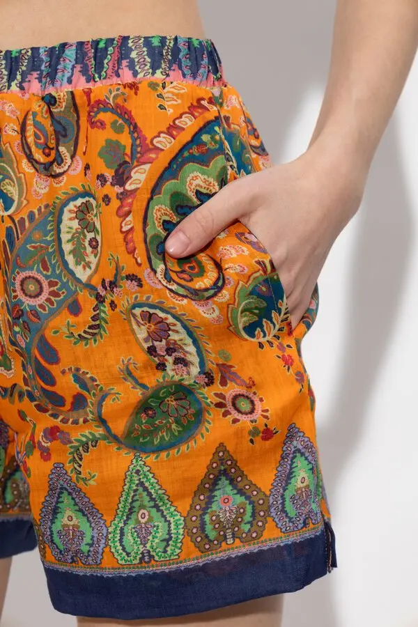 Etro Patterned Ramie Shorts