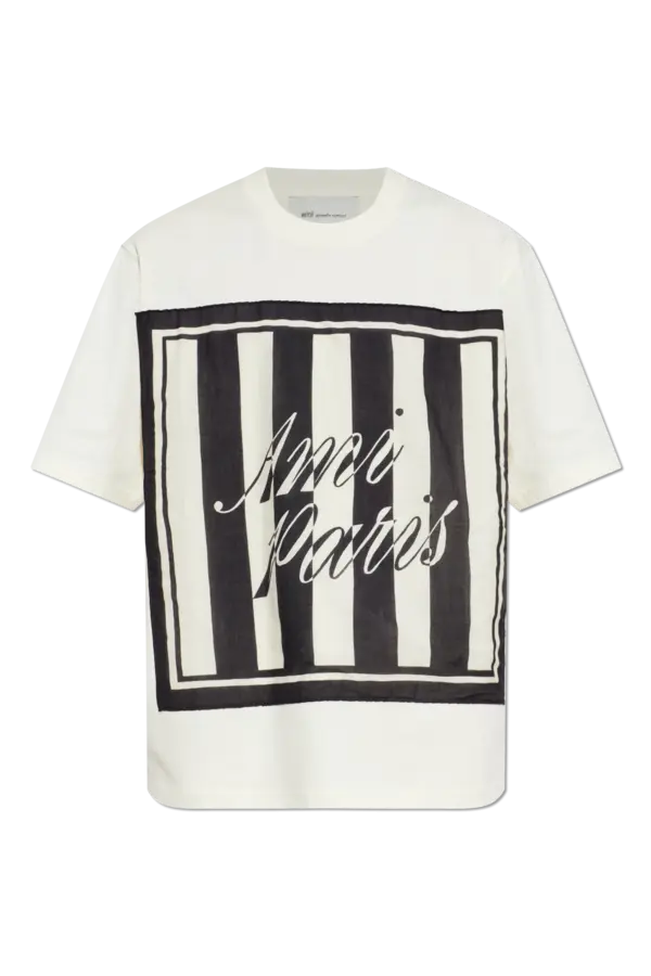 Ami T-shirt With Logo - Cream