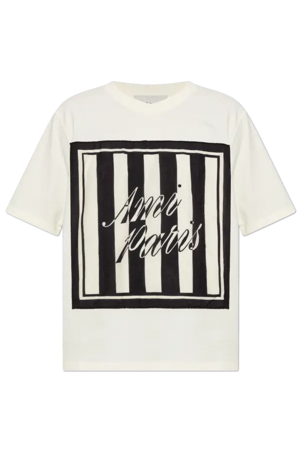 Ami T-shirt With Logo - Cream