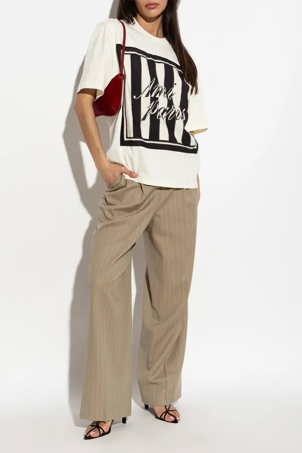 AMI Paris T-shirt With Logo - Cream