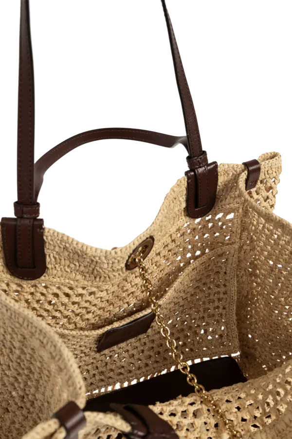Chloé Iconic Raffia Shopper Bag - Beige