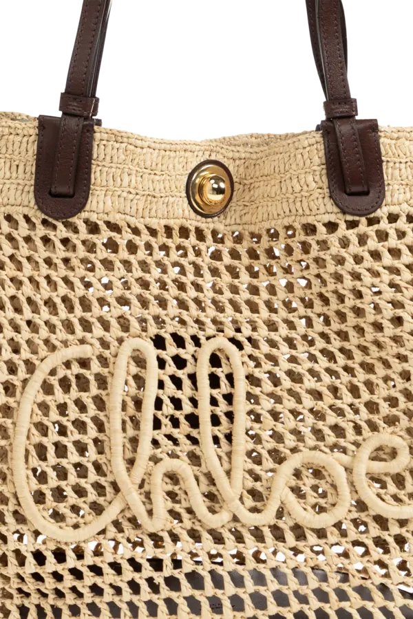 Chloé Iconic Raffia Shopper Bag - Beige