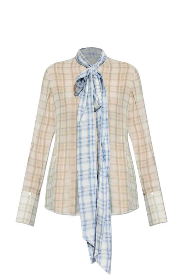 Acne Studios Checked Silk Shirt With Scarf