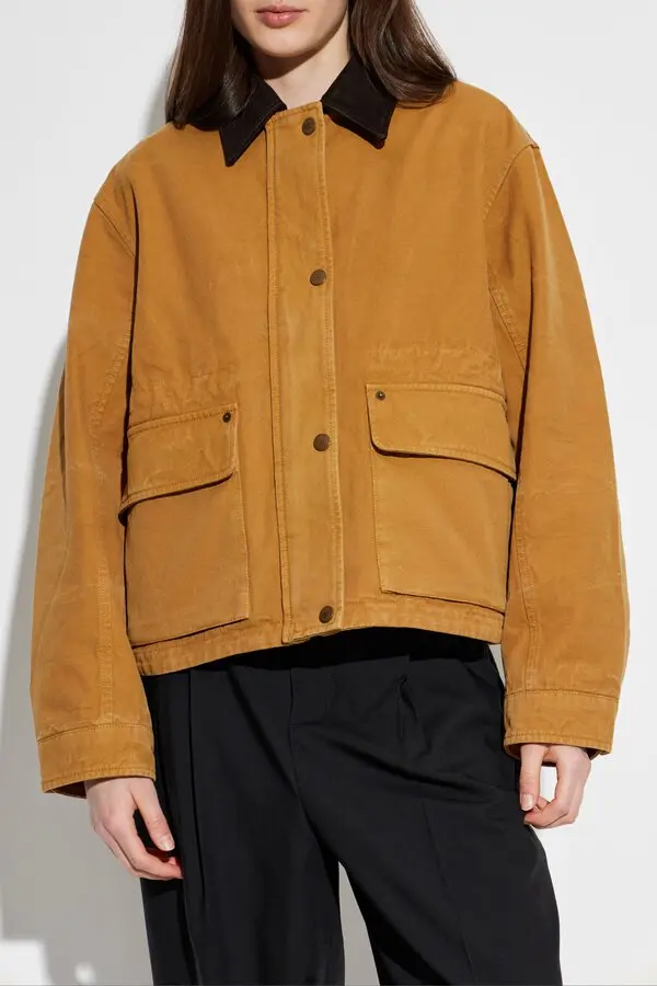 Acne Studios Jacket With Leather Collar - Brown
