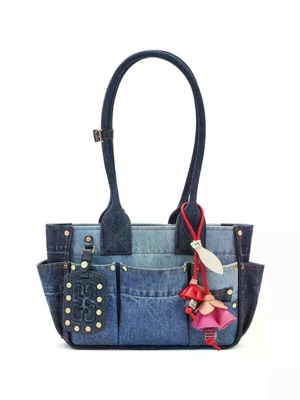 GANNI Small Pocket Studded Shoulder Bag - Blue
