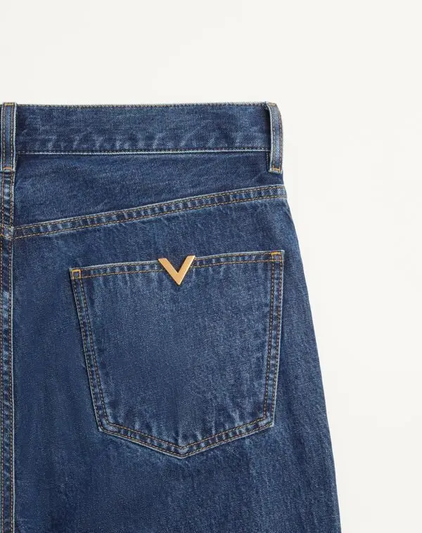 Valentino Garavani Pants With Vgold - Denim