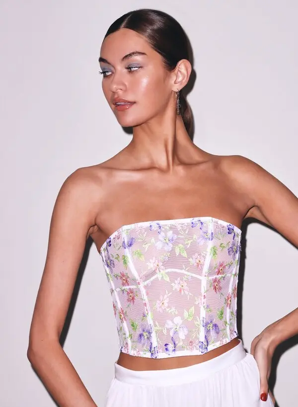 FLEUR DU MAL Elara Embroidery Corset Top