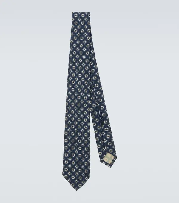 Thom Sweeney Printed Silk Tie - Blue