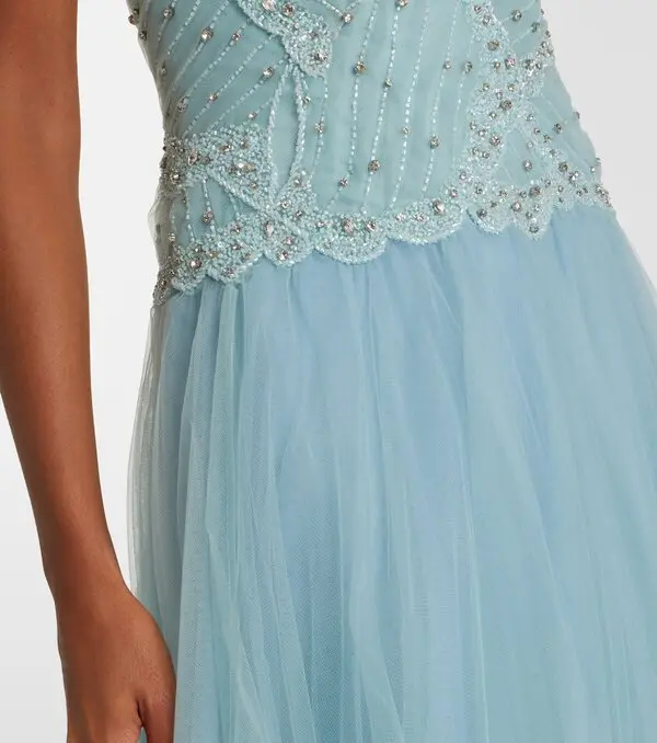 Costarellos Vivienne Embellished Tulle Gown
