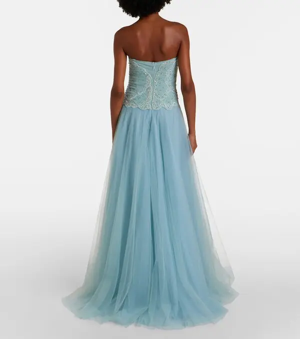 Costarellos Vivienne Embellished Tulle Gown