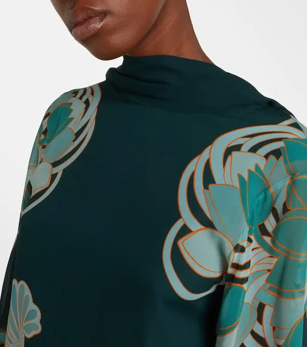 La DoubleJ Magnifico Printed Silk Twill Midi Dress - Green