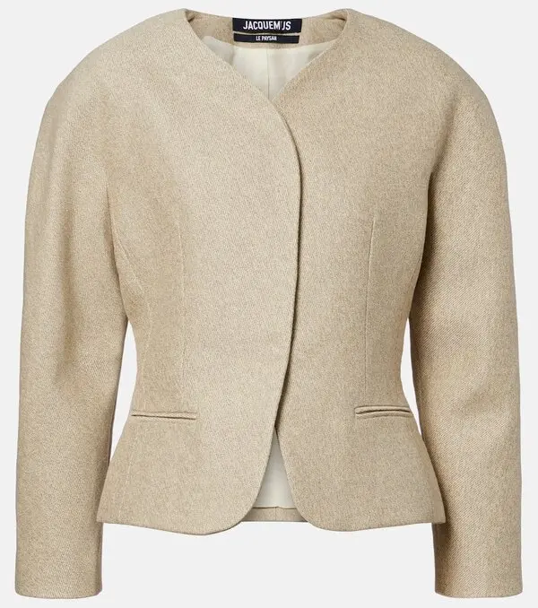 Jacquemus Ovalo Cotton And Linen Jacket - Beige