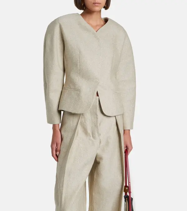 Jacquemus Ovalo Cotton And Linen Jacket - Beige