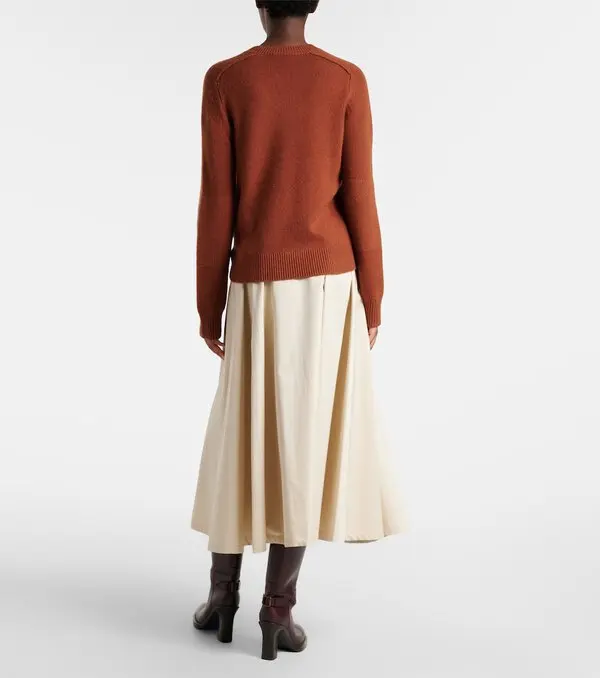 Burberry Belted Cotton Gabardine Midi Skirt - Beige