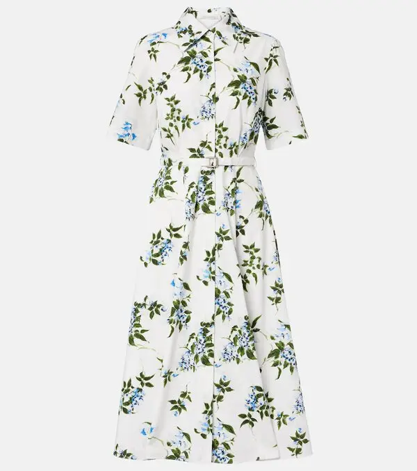 EMILIA WICKSTEAD Rubie Floral Cotton Poplin Shirt Dress - White