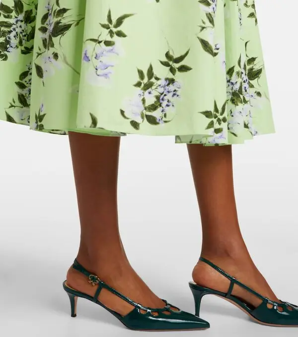 EMILIA WICKSTEAD Eglantine Floral Belted Cotton Midi Dress - Green