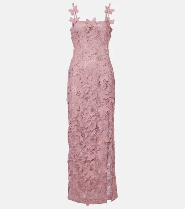 Blumarine Embroidered Lace Maxi Dress - Pink