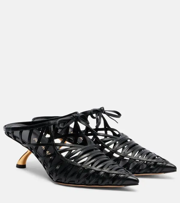 FERRAGAMO Cirry Leather Mules - Black