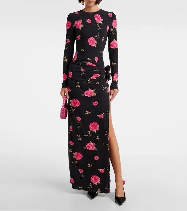 Magda Butrym Floral Leather Slingback Pumps - Black