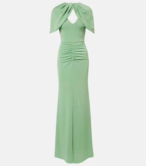 Rebecca Vallance Isla Caped Ruched Gown
