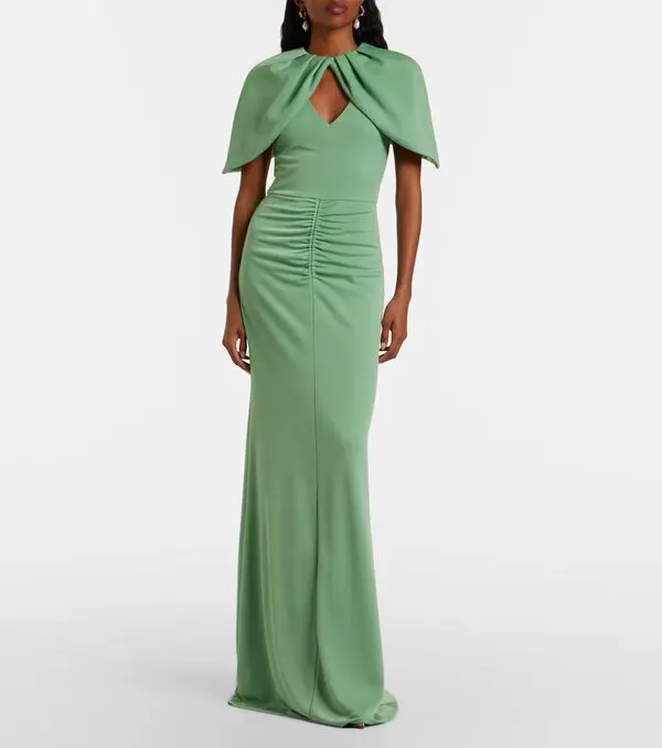 Rebecca Vallance Isla Caped Ruched Gown