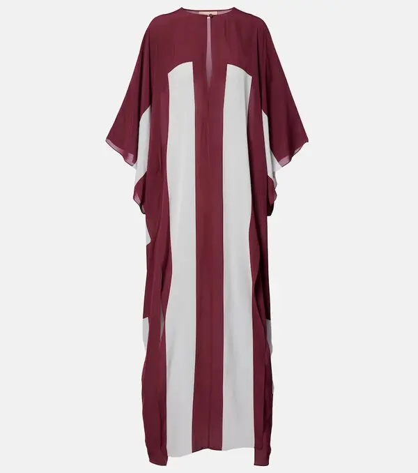 ADRIANA DEGREAS Bold Stripes Kaftan - Burgundy