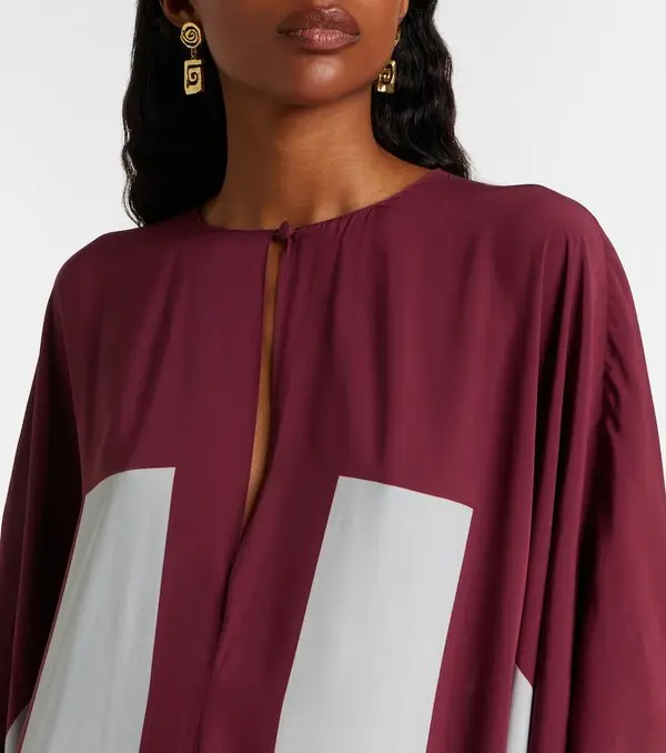 ADRIANA DEGREAS Bold Stripes Kaftan - Burgundy