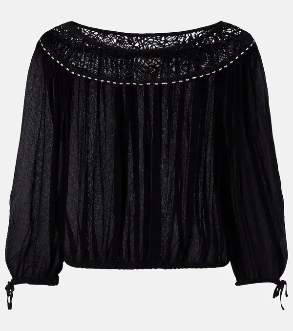Isabel Marant Étoile Nelida Guipure Lace-trimmed Silk Blouse - Black