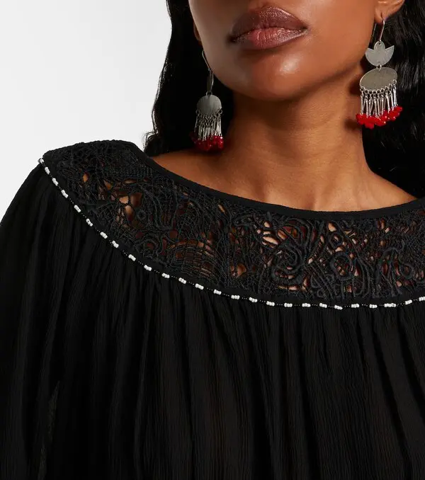 Isabel Marant Étoile Nelida Guipure Lace-trimmed Silk Blouse - Black