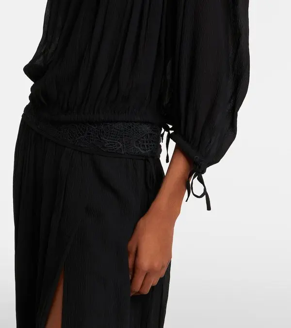 Isabel Marant Étoile Nelida Guipure Lace-trimmed Silk Blouse - Black
