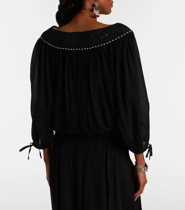 Isabel Marant Étoile Nelida Guipure Lace-trimmed Silk Blouse - Black