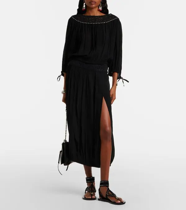 Isabel Marant Étoile Nelida Guipure Lace-trimmed Silk Blouse - Black