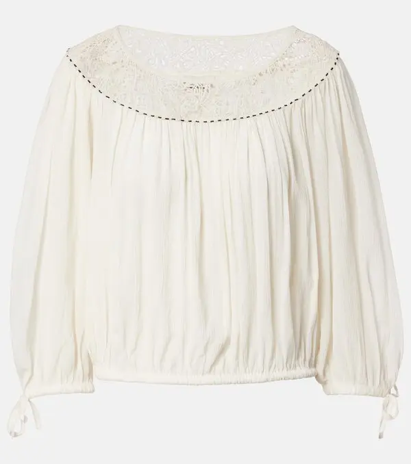 Isabel Marant Étoile Nelida Guipure Lace-trimmed Silk Blouse - White